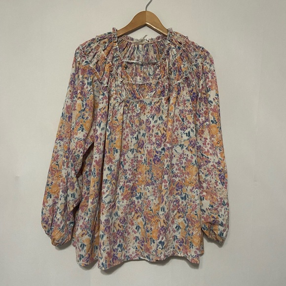 entro | Tops | Entro Like New Floral Pastel Smocked Flowy Relaxed Fit ...